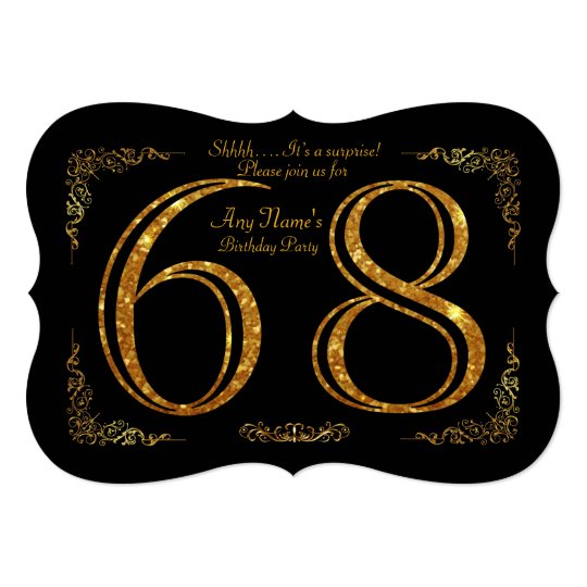 68th,Birthday party 68th,great Gatsby,black & gold Invitation | Zazzle.com