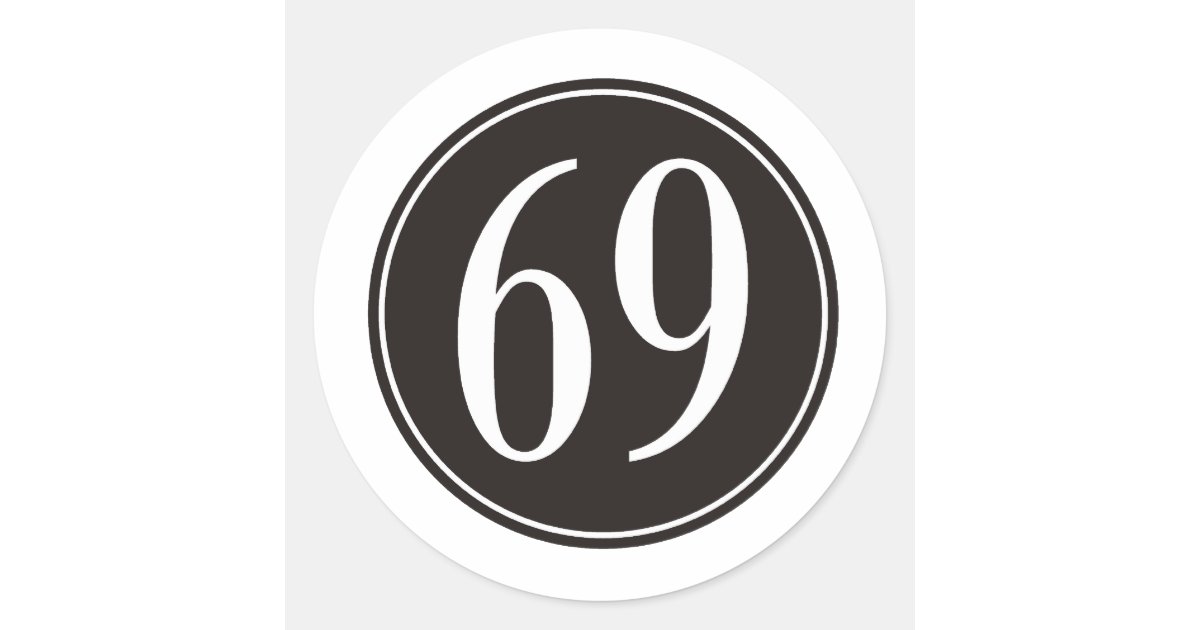 #69 Black Circle Classic Round Sticker | Zazzle