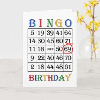 69th Birthday Bingo card | Zazzle