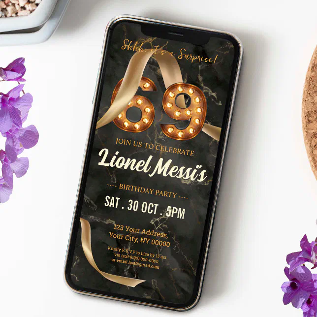 69th Birthday Mobile Invitation | Zazzle