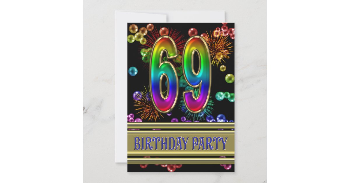 69th Birthday party Invitation with bubbles | Zazzle