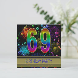 69th Birthday party Invitation with bubbles | Zazzle