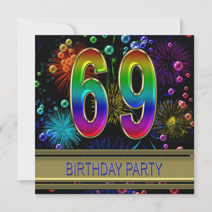 69th Birthday party Invitation with bubbles | Zazzle