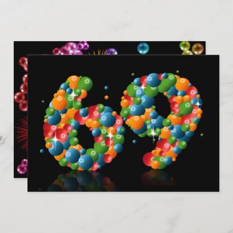 69th Birthday party, with bubbles and balls Invitation | Zazzle