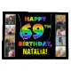 69th Birthday: Rainbow Text, Custom Photos & Name Large Gift Bag | Zazzle