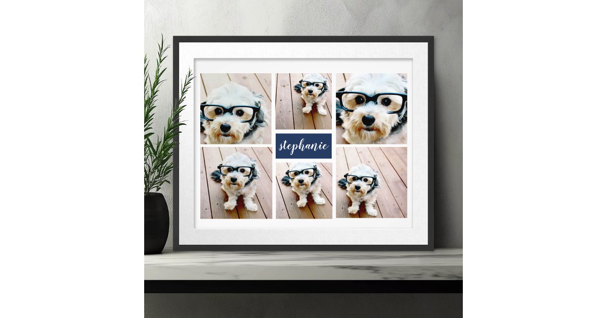 6 Collage Name Minimalist - Can Edit color Photo Print | Zazzle