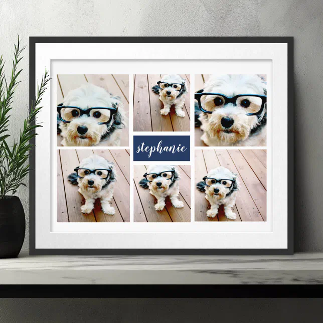6 Collage Name Minimalist - Can Edit color Photo Print | Zazzle