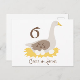 6 Geese A-Laying Postcard | Zazzle