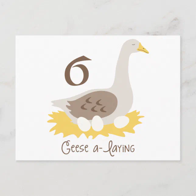 6 Geese A-Laying Postcard | Zazzle