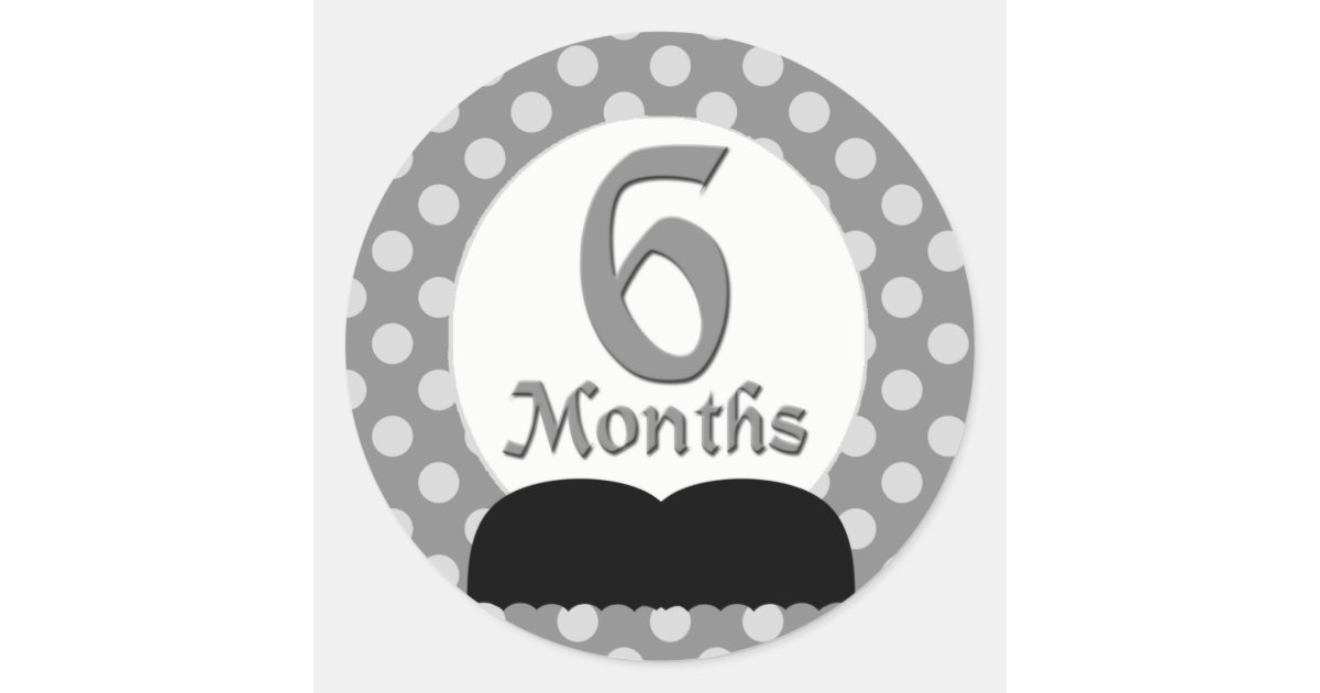 6 Months Mustache Milestone Classic Round Sticker | Zazzle