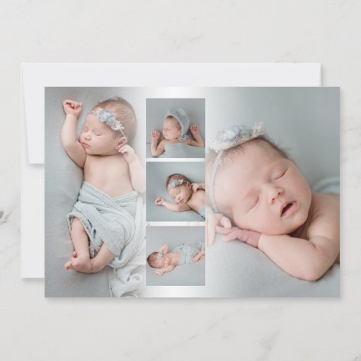 6 Photo Baby Girl or Boy Script Thank You Announcement | Zazzle