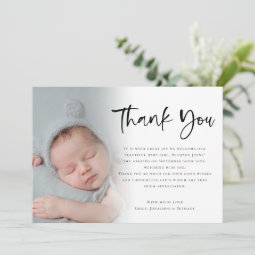 6 Photo Baby Girl or Boy Script Thank You Announcement | Zazzle