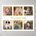 6 Photo Collage Gold Frames Custom Gold Text Foil Prints | Zazzle