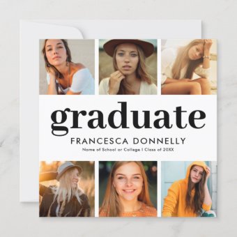 6 Photo Collage Modern Graduation Invitation | Zazzle
