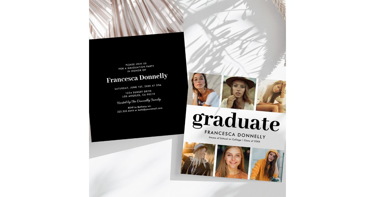 6 Photo Collage Modern Graduation Invitation | Zazzle