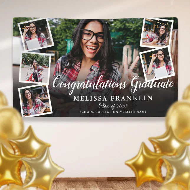 6 Photo Collage Modern Graduation Party Banner | Zazzle
