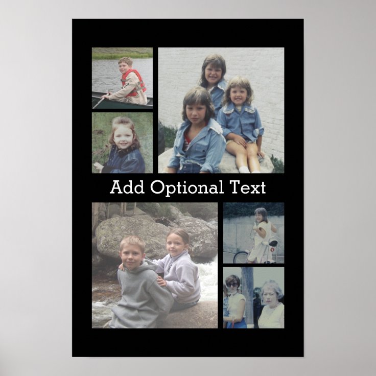 6 Photo Collage Optional Text -- CAN Edit Color Poster | Zazzle