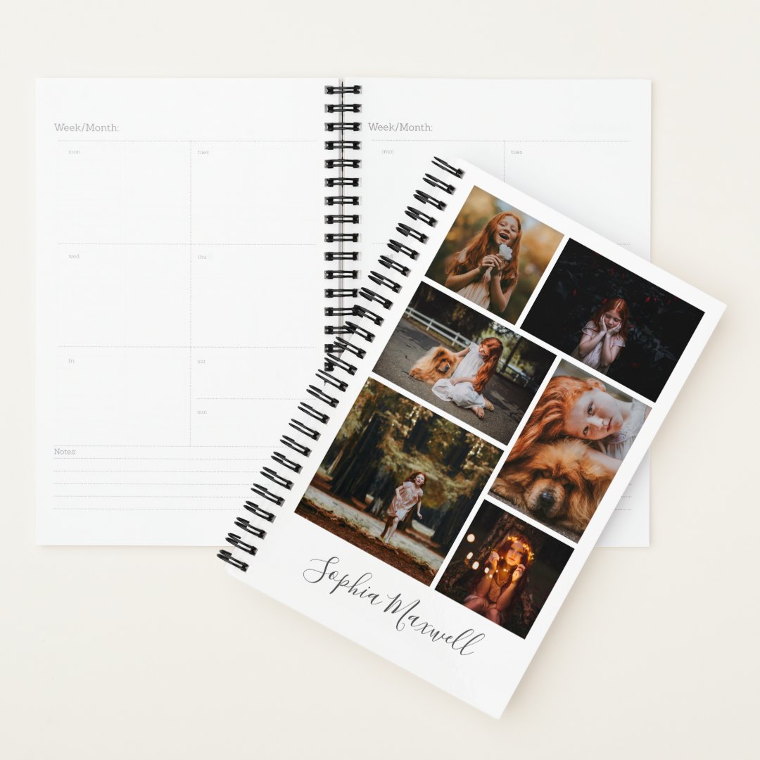 6 Photo Collage Personalized Planner | Zazzle