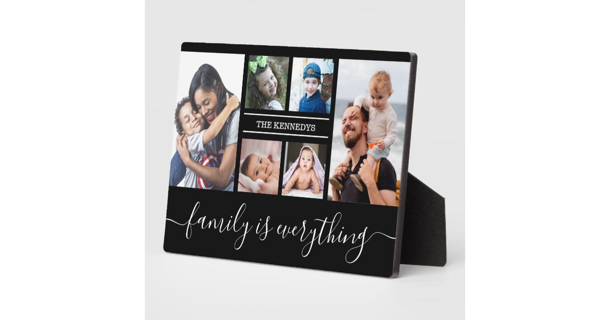 6 Photo Collage Quote Family Name Personalized Plaque | Zazzle