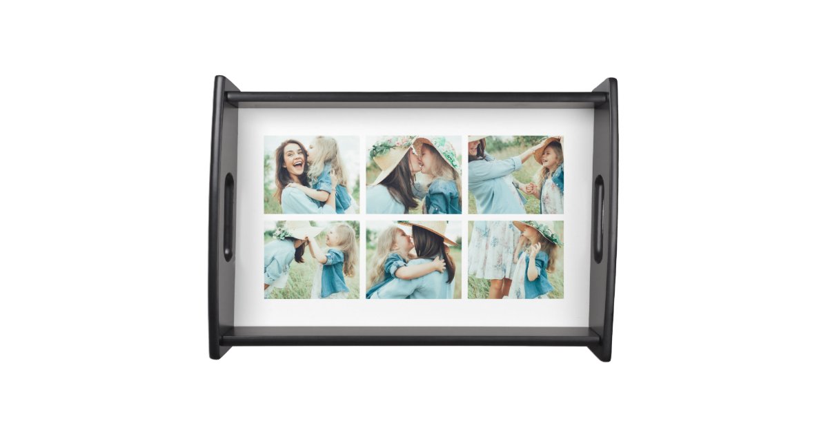 6 Photo Collage Serving Tray | Zazzle
