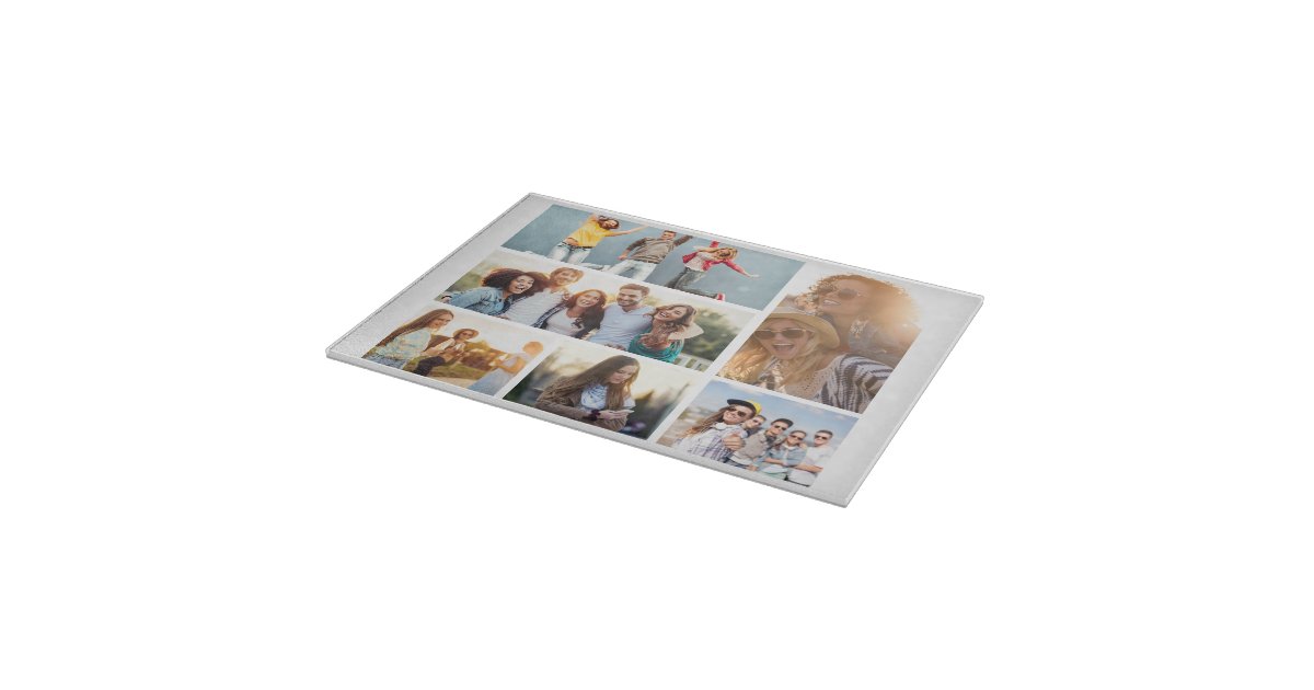 6 Photo Collage Template Personalize Cutting Board | Zazzle