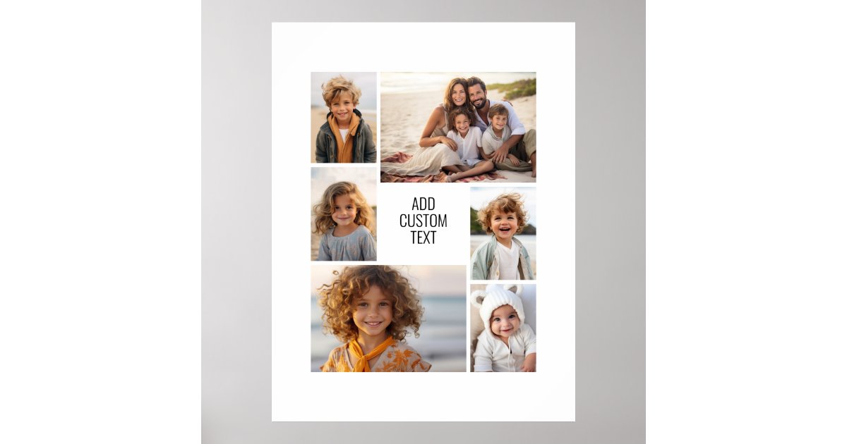 6 photo collage - white background - black text poster | Zazzle