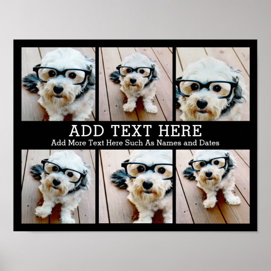 6 Photo Collage with 2 Lines of Simple Text Poster | Zazzle.com