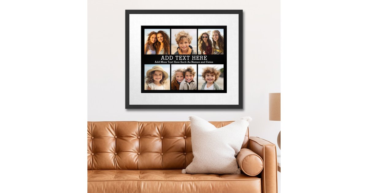 6 Photo Collage with 2 Lines of Simple Text Poster | Zazzle