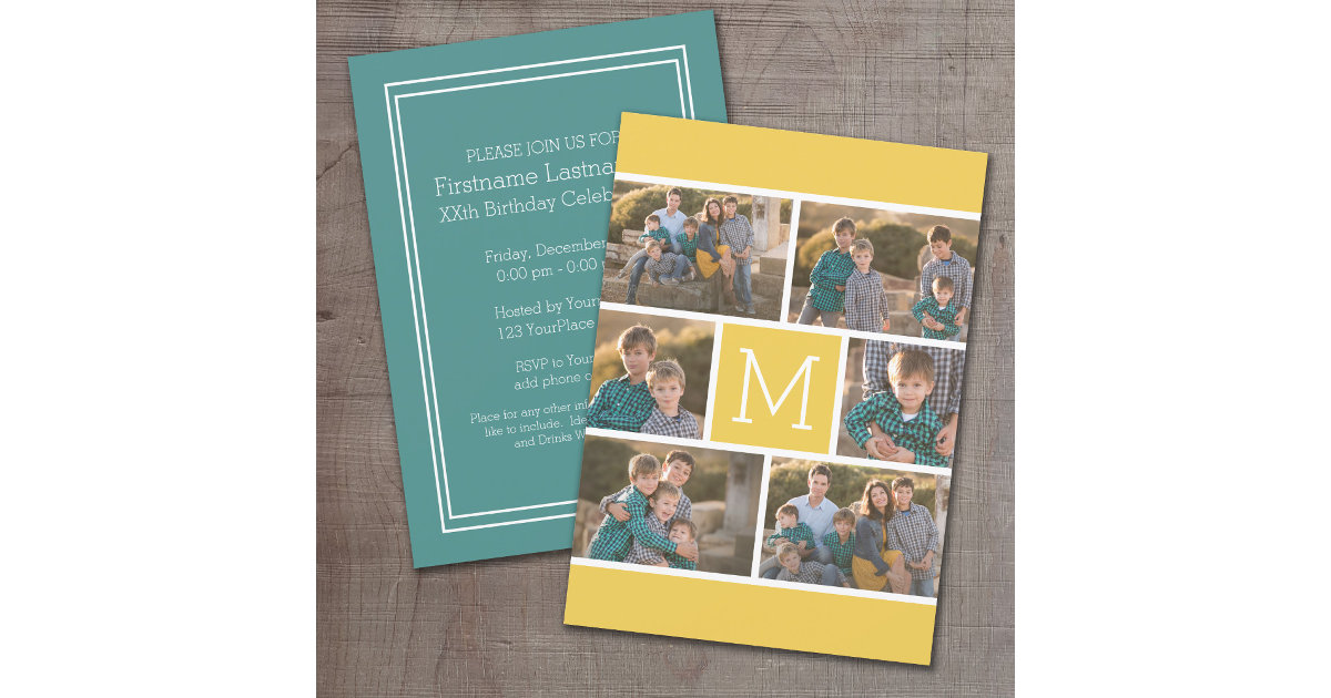 6 Photo Collage with Birthday Party Invitation | Zazzle
