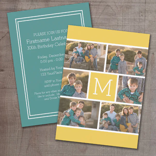 6 Photo Collage with Birthday Party Invitation | Zazzle