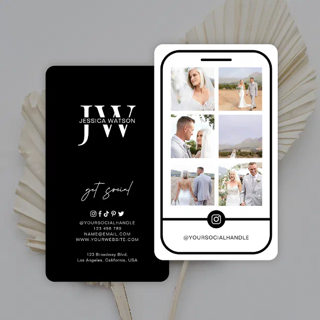 6 Photo Feed Grid Instagram Modern Logo Minimalist Business Card | Zazzle
