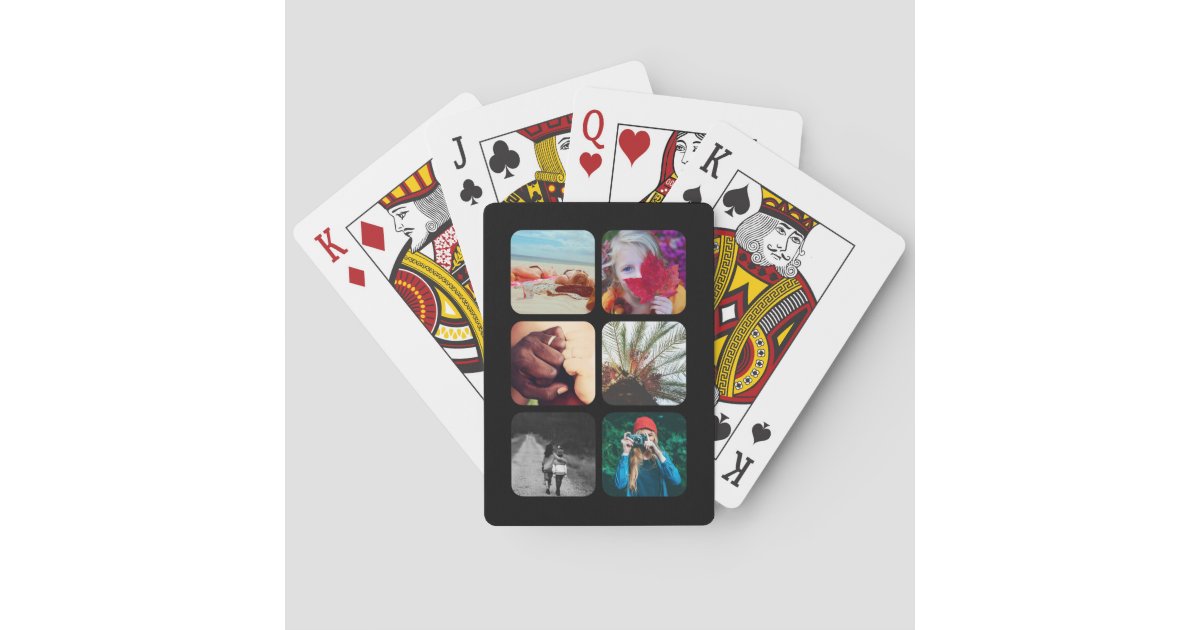 6 Photo Grid Template Rounded Frame Playing Cards | Zazzle