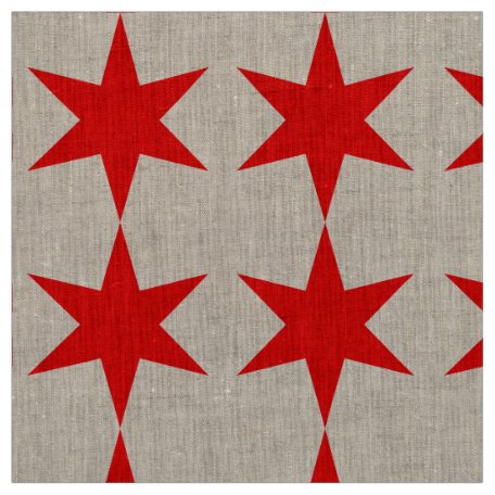 Chicago Flag Red 6-pointed Star Pattern Fabric | Zazzle.com