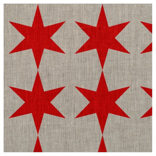 6-Pointed Chicago Flag Red Star Fabric | Zazzle