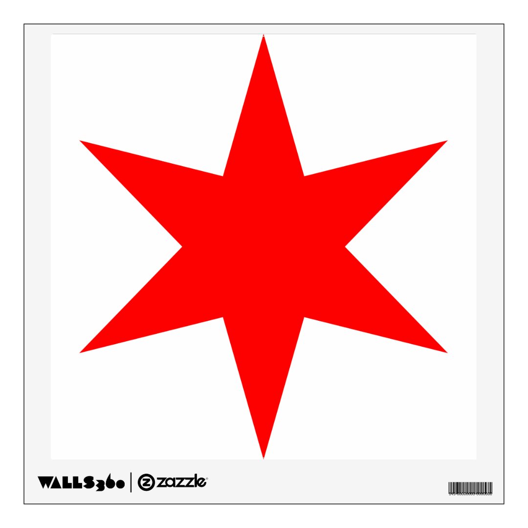 6-Pointed Chicago Flag Red Star Wall Sticker | Zazzle