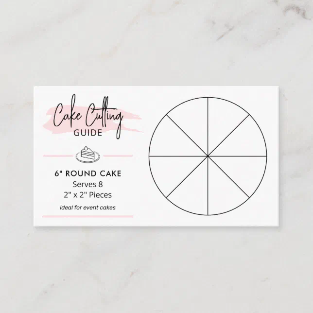 6" Round Event Cake Cutting Instructions Diagram Enclosure Card | Zazzle