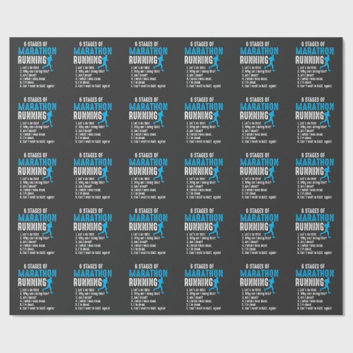 6 Stages of Marathon Running Runner Triathlon Run Wrapping Paper | Zazzle