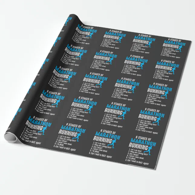 6 Stages of Marathon Running Runner Triathlon Run Wrapping Paper | Zazzle