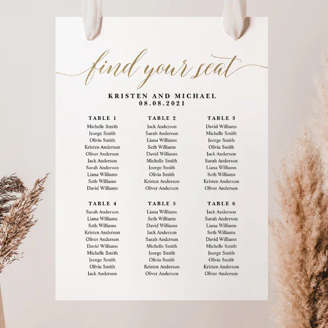6 Tables Find Your Seat Seating Chart | Zazzle
