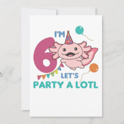 6th Birthday Axolotl Six Year Old Sweet Axolotls S Invitation | Zazzle