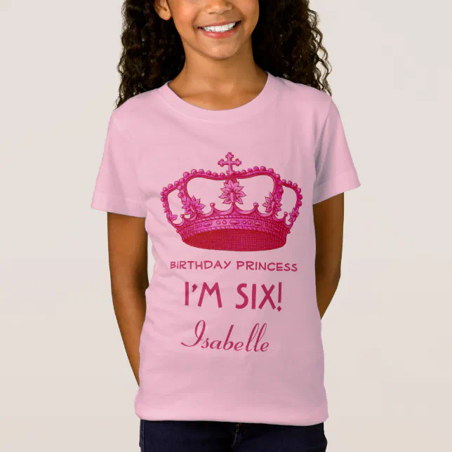 6th Birthday Custom Name Crown Gift Idea V18 T-Shirt | Zazzle