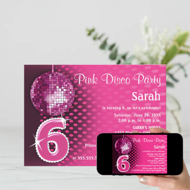 6th Birthday Disco Party Invitation | Zazzle