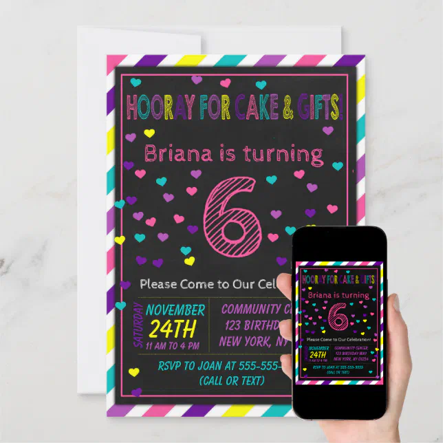6th Birthday Invitation for a Girls Birthday Party | Zazzle