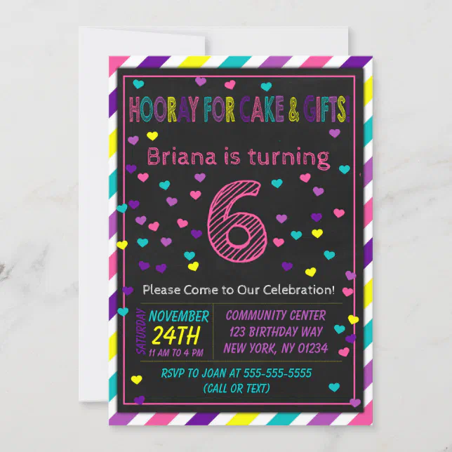 6th Birthday Invitation for a Girls Birthday Party | Zazzle