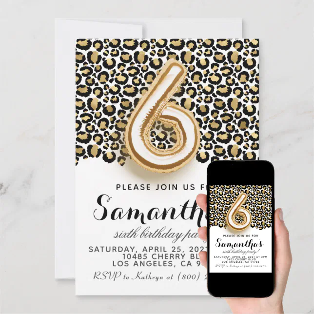 6th Birthday Leopard Animal Print Invitation | Zazzle
