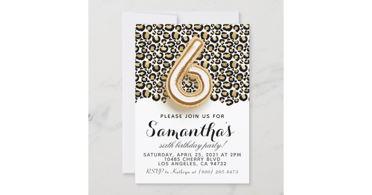 6th Birthday Leopard Animal Print Invitation | Zazzle