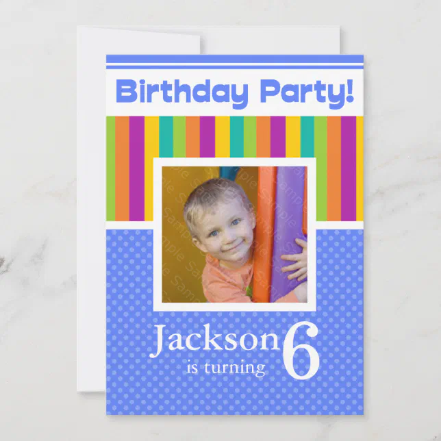 6th Birthday Party Invitations Fun Neon Boy | Zazzle