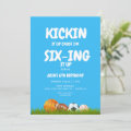 6th Boy's Kickin it Up Blue Birthday Party II Invitation | Zazzle