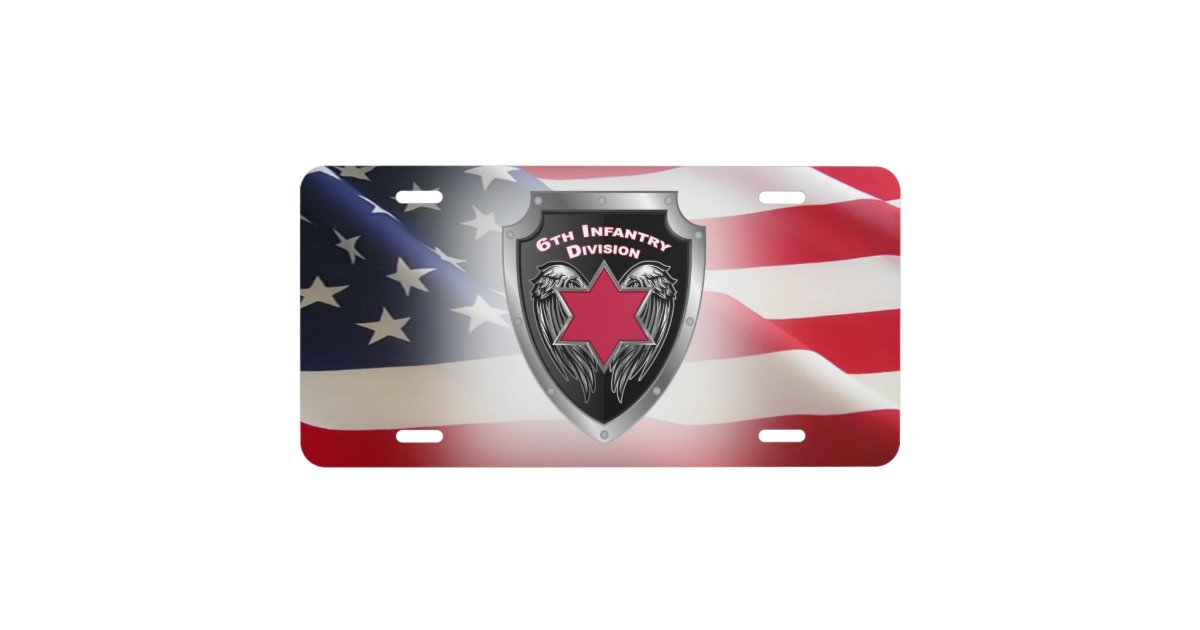 6th Infantry Division “Red Star” Shield License Plate | Zazzle