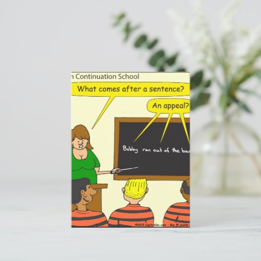 703 comes after a sentance cartoon postcard | Zazzle